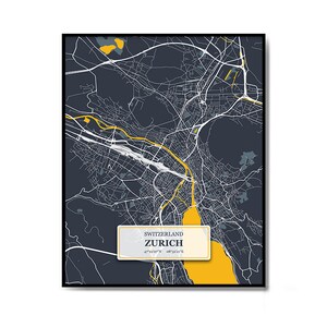 Zurich Map Prints |3 Street Maps | Set | Triptych | Zurich Wall Art ...