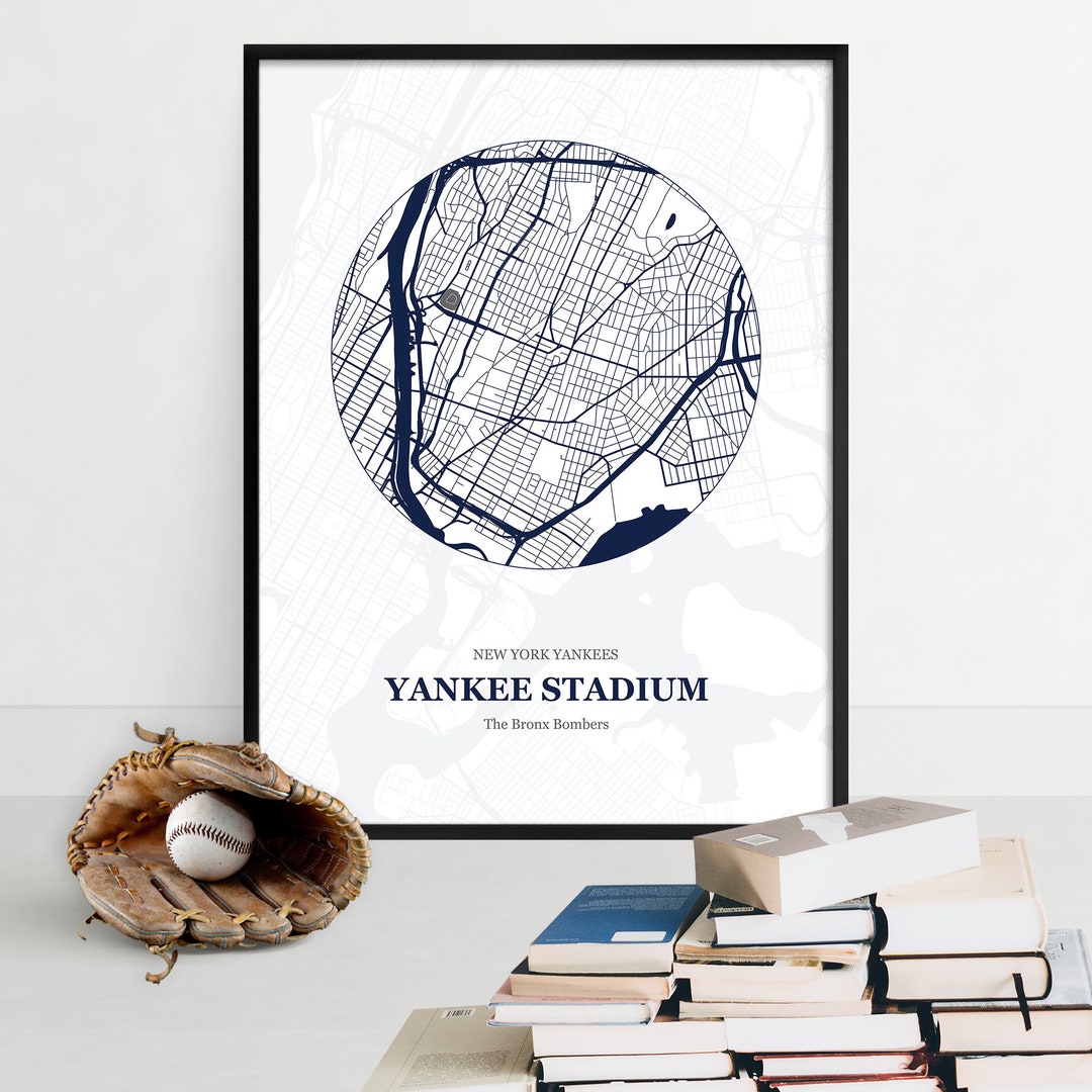 Yankee Stadium, Stadium Map Print, New York Yankees Street Map, Stadium ...