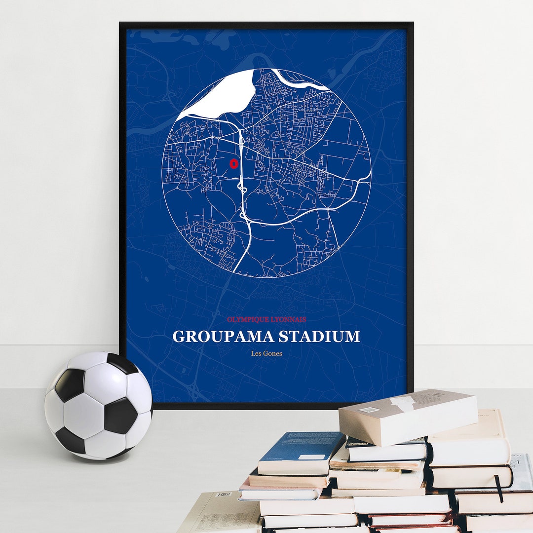 Groupama Stadium, Stadium Map Print, Olympique Lyonnais Map, Football ...