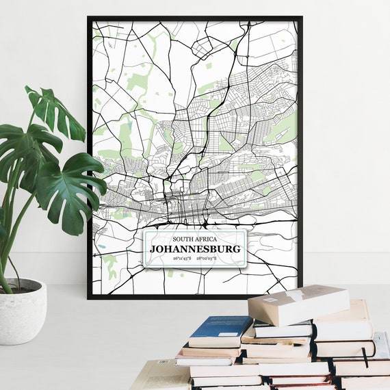 Johannesburg Wall Art Street Map Decor Home Decor Blue Map | Etsy
