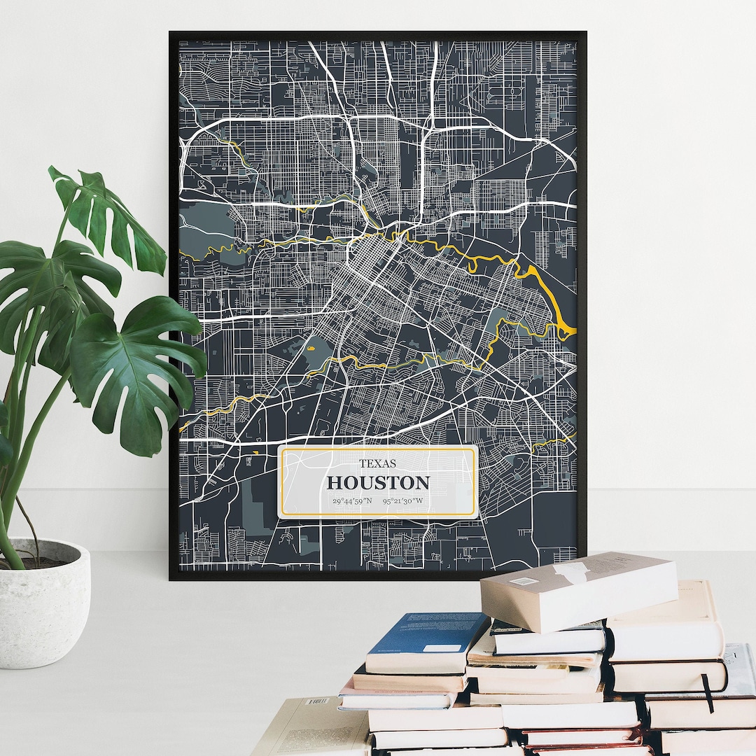 Houston Map Print | Houston Wall Art Poster | Houston Street Map | City ...