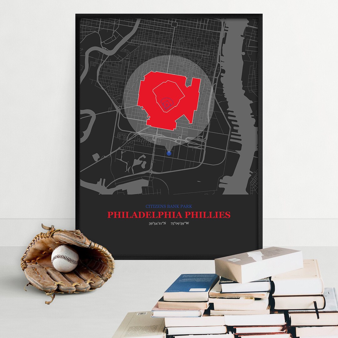 Stadium Map Print, Philadelphia Wall Art Poster, Street Map, Baseball ...