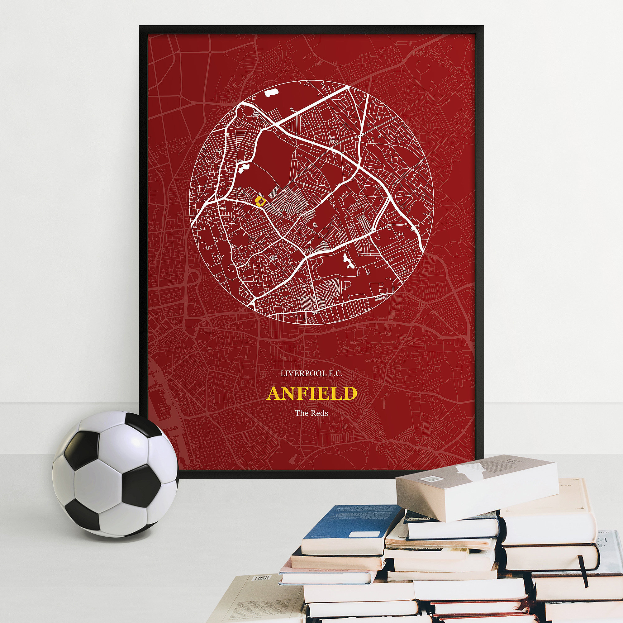 Anfield Red, Stadium Map Print, Liverpool Street Map, Football Stadium ...