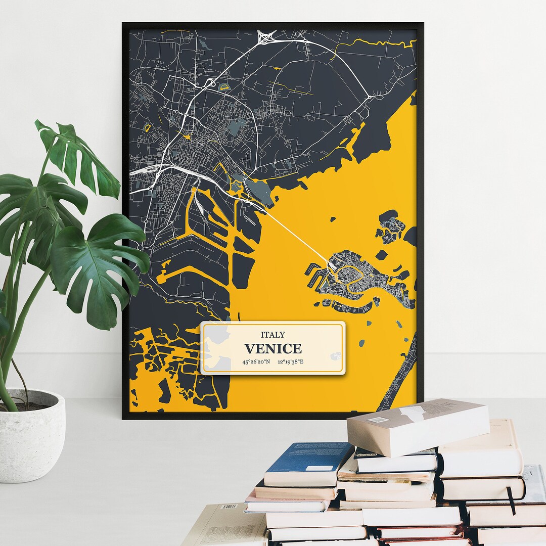 Venice Map Print | Venice Wall Art Poster | Venice Street Map | City ...