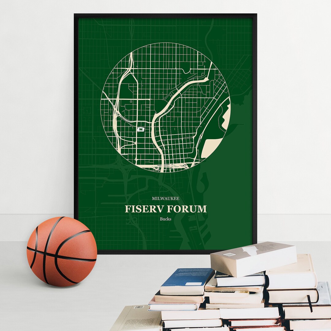 Fiserv Forum, Stadium Map Print, Milwaukee Bucks Street Map, Stadium ...