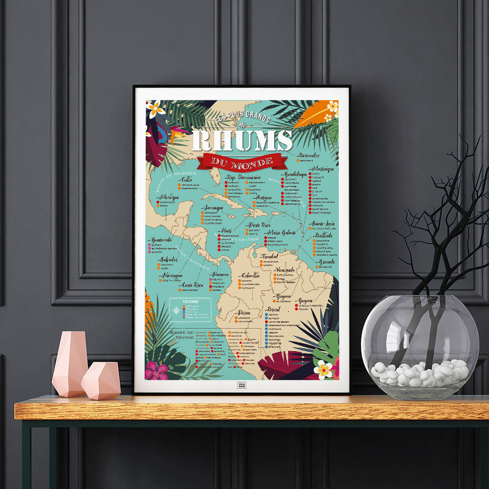Rum Poster : Rum Map of the 100 Best Rums in the World FR - Etsy