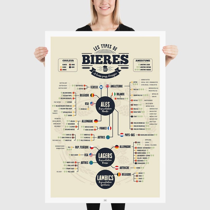 Beer Poster : the 73 Different Types of Beers in the World (FR) - Etsy