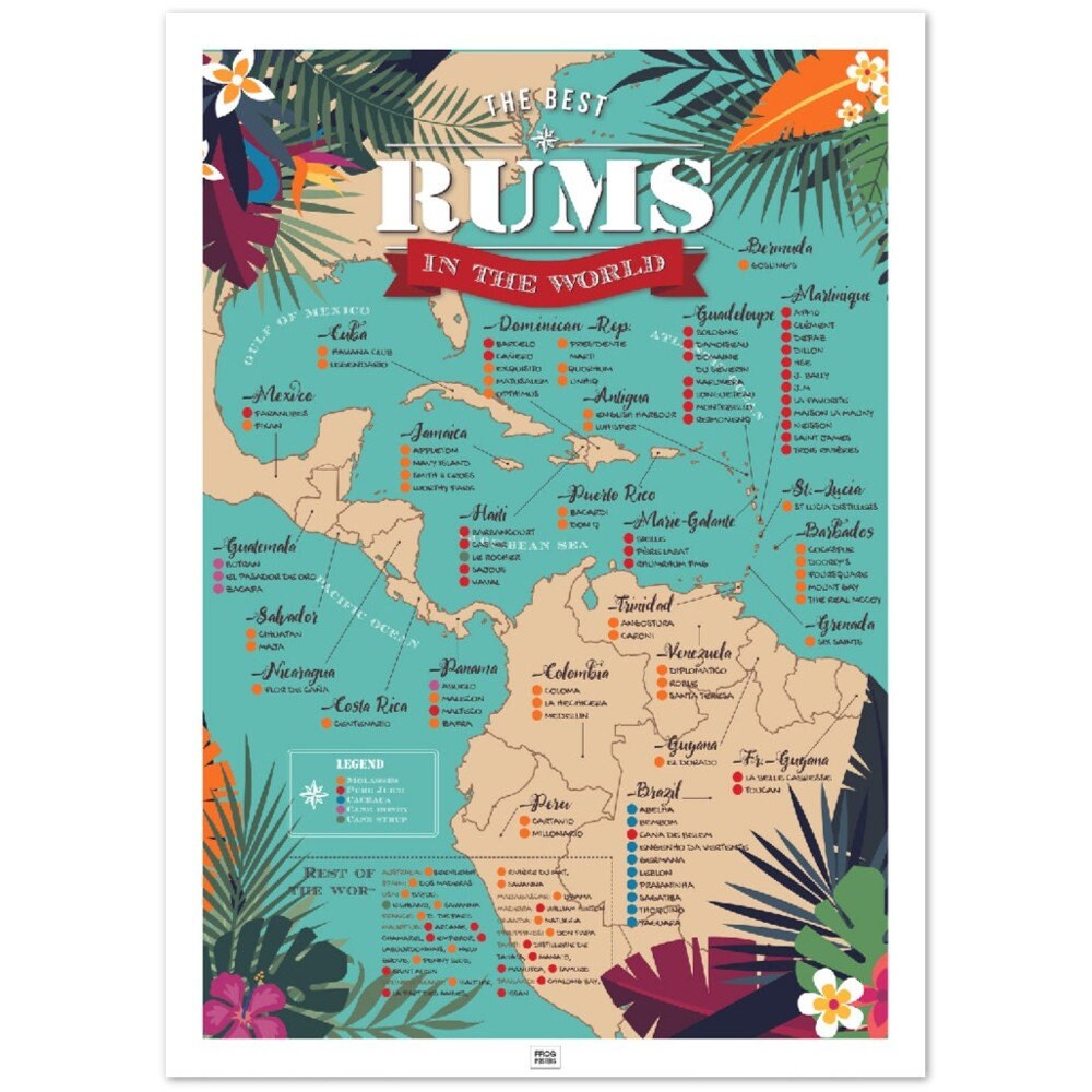 Rum Poster : Rum Map of the 100 Best Rums in the World FR - Etsy