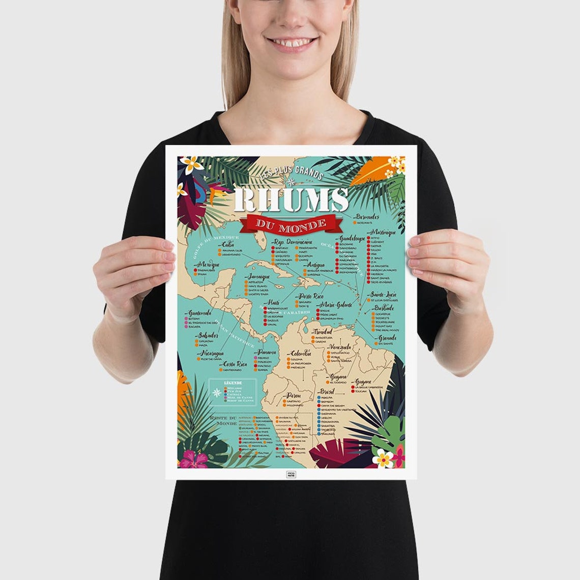 Rum Poster : Rum Map of the 100 Best Rums in the World FR - Etsy
