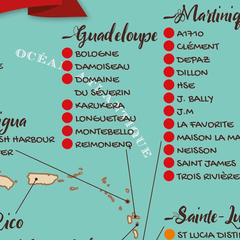 Rum Poster : Rum Map of the 100 Best Rums in the World (FR) - Etsy