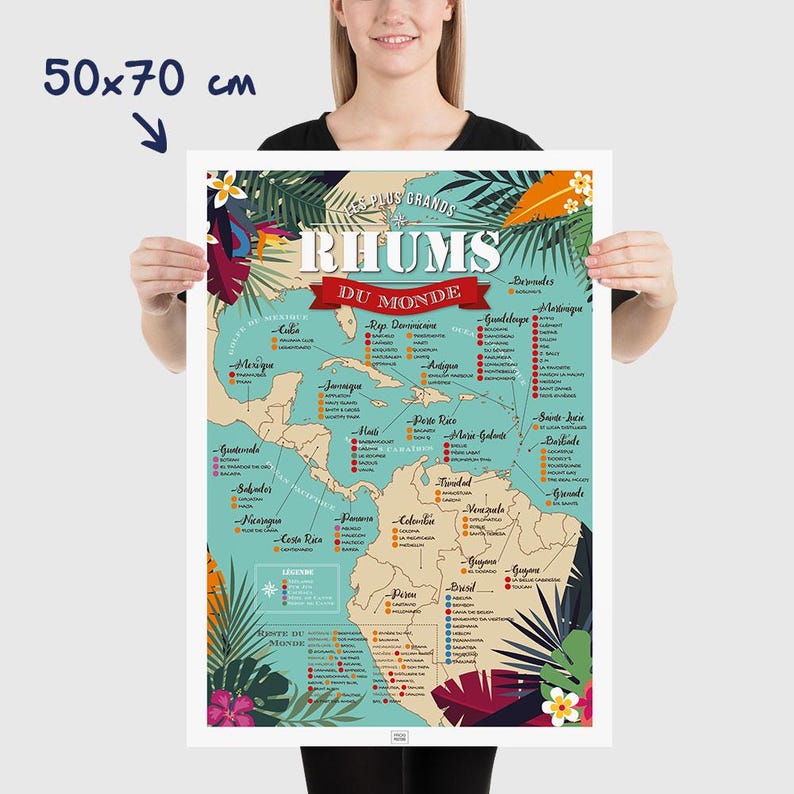 Rum Poster : Rum Map of the 100 Best Rums in the World (FR) - Etsy