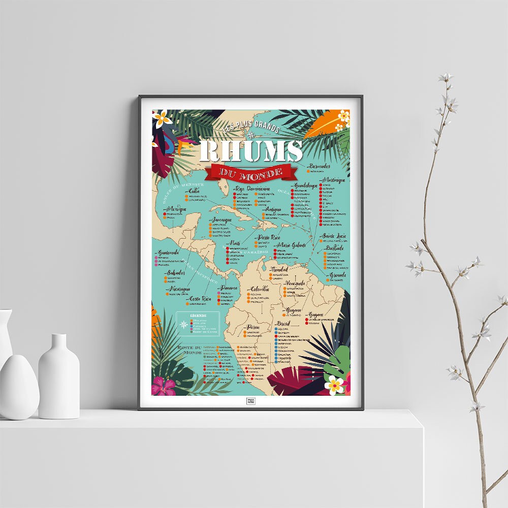 Rum Poster : Rum Map of the 100 Best Rums in the World FR - Etsy