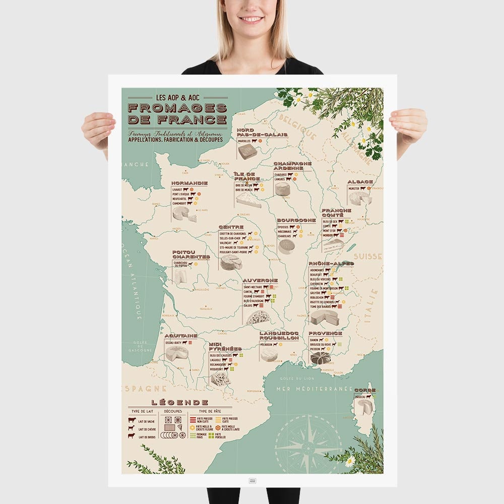 French Cheese Map the 50 Best French Cheeses FR - Etsy