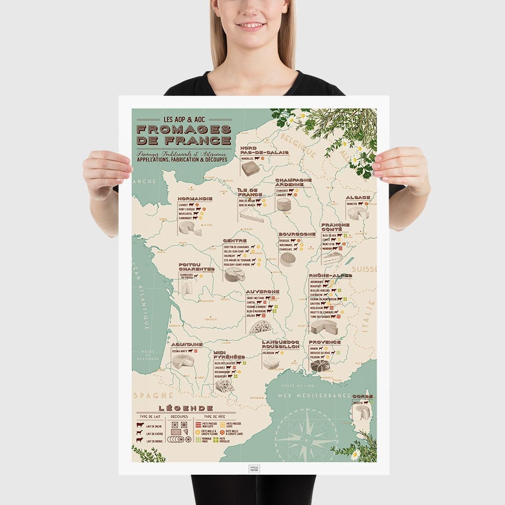 French Cheese Map the 50 Best French Cheeses FR - Etsy