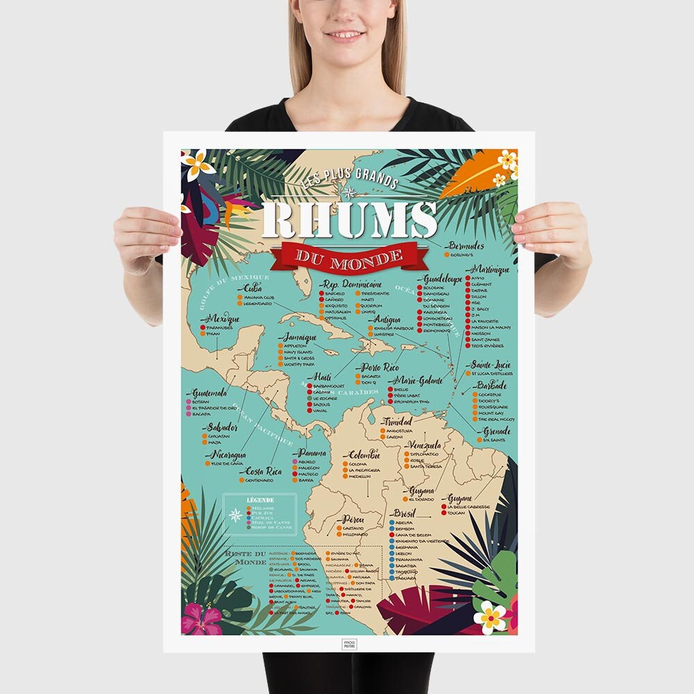 Rum Poster : Rum Map of the 100 Best Rums in the World FR - Etsy