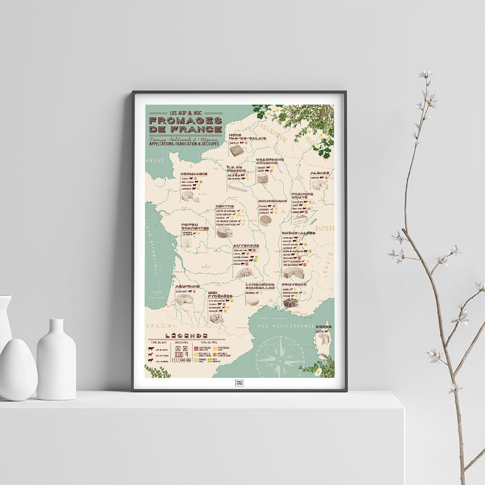 French Cheese Map the 50 Best French Cheeses FR - Etsy
