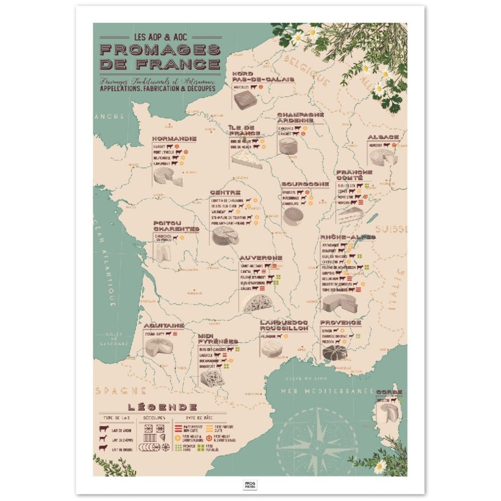 French Cheese Map the 50 Best French Cheeses FR - Etsy