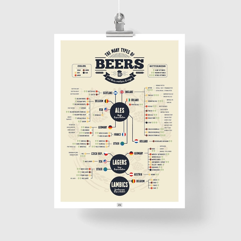 Beer Poster : the 73 Different Types of Beers in the World (FR) - Etsy