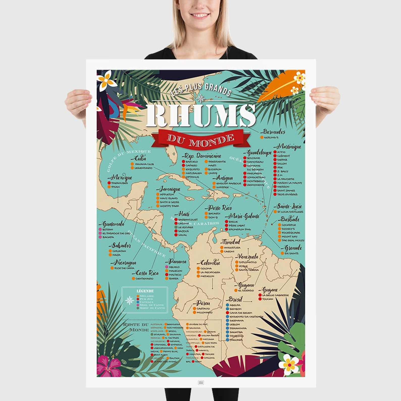 Rum Poster : Rum Map of the 100 Best Rums in the World FR - Etsy