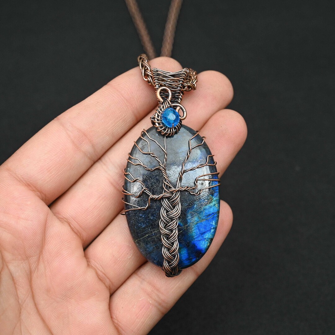Labradorite Tree of Life Pendant Copper Wire Wrapped Gemstone - Etsy