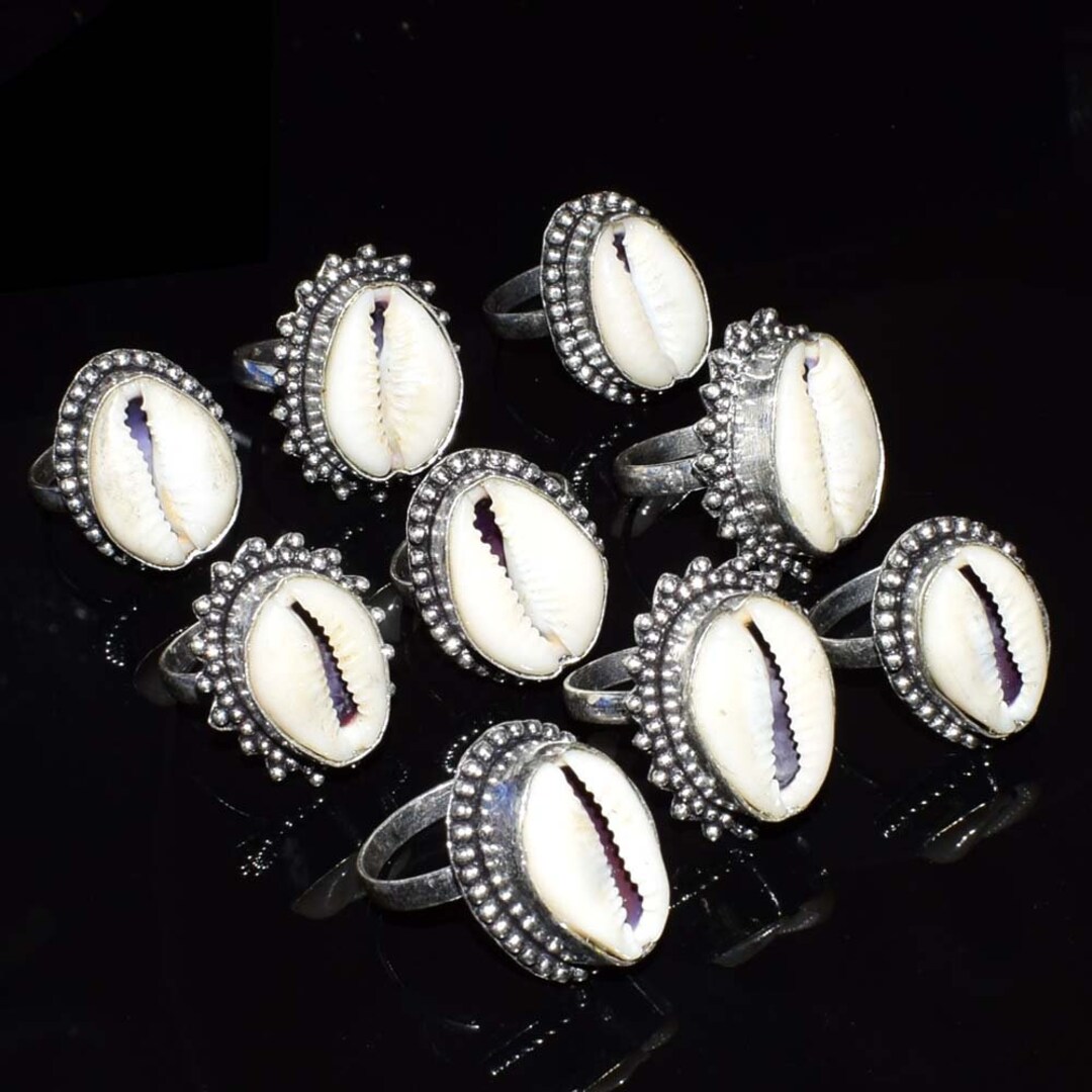 Real Shell Rings Brash & Silver Plated Ring, Handmade Jewelry ...