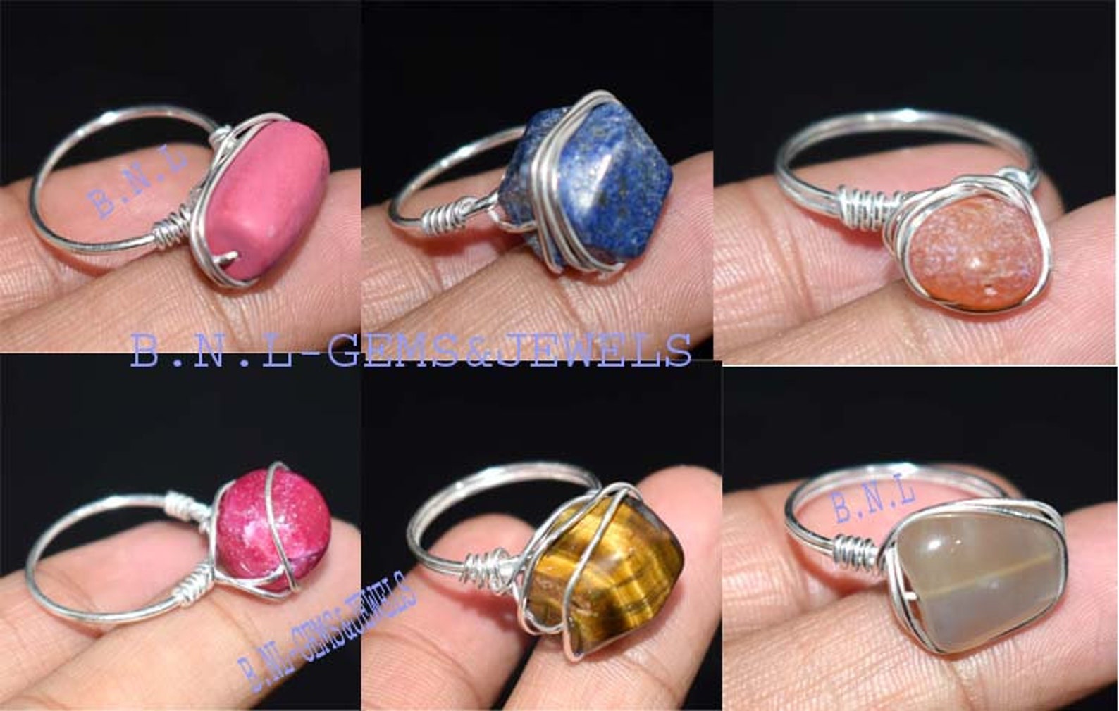 Dainty Gemstone Wire Wrapped Ring Mix Gemstone Rings Brass | Etsy