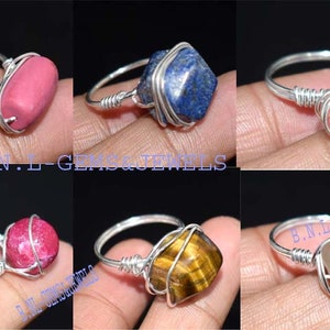 Dainty Gemstone Wire Wrapped Ring Mix Gemstone Rings Brass - Etsy