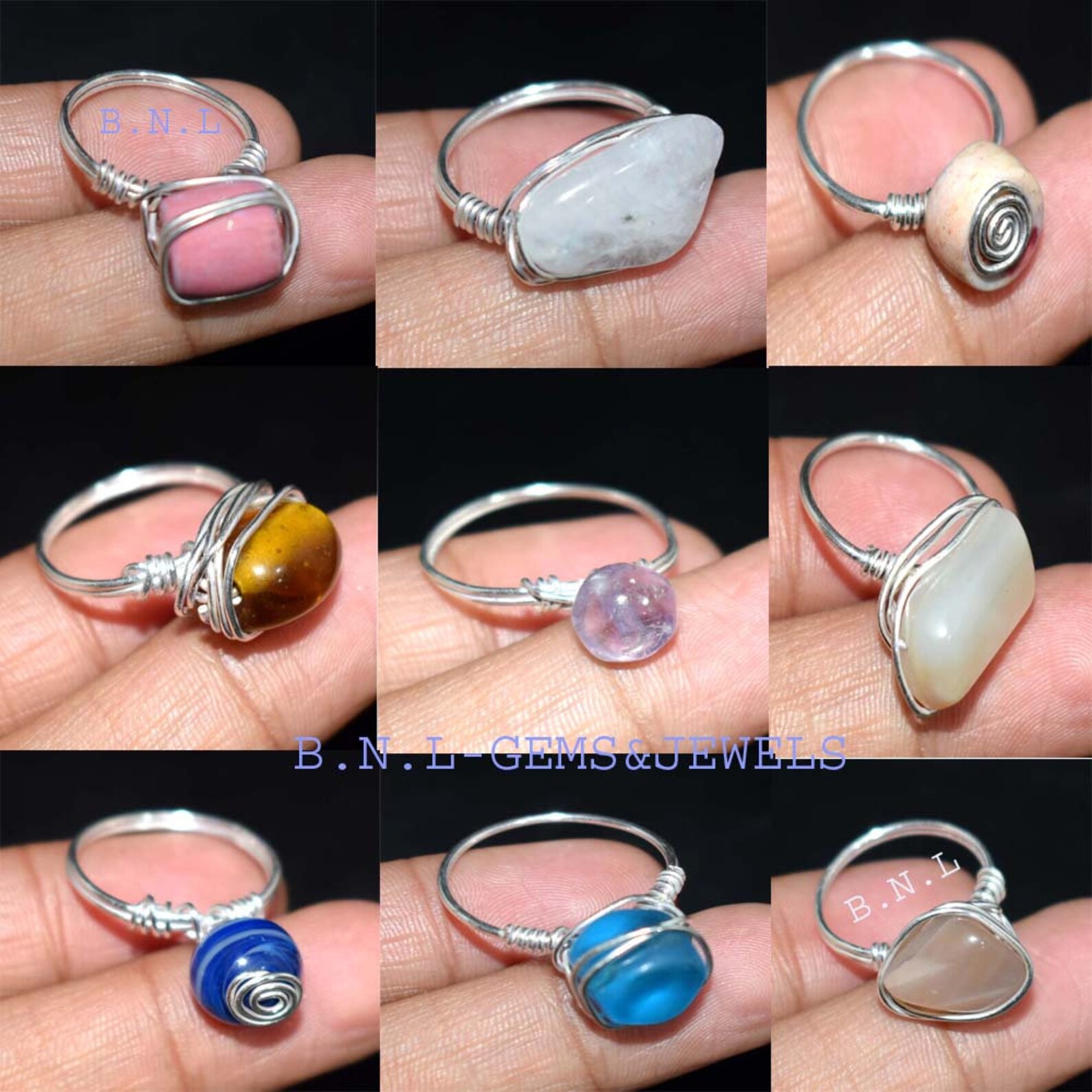 Dainty Gemstone Wire Wrapped Ring Mix Gemstone Rings Brass | Etsy