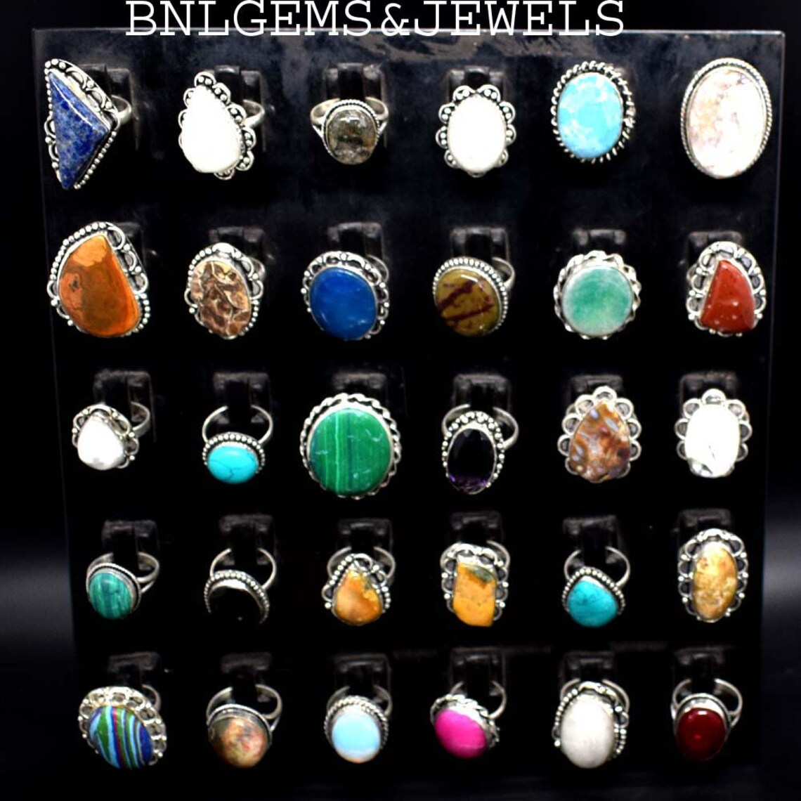 Wholesale Lot Multi Gemstone Ring Multi Color Ring Silver - Etsy