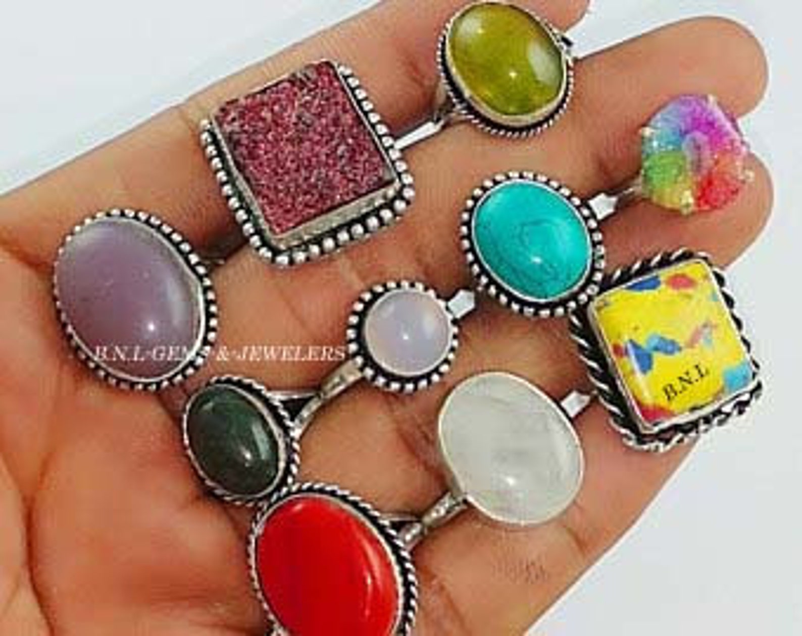 Wholesale Lot Multi Gemstone Ring Multi Color Ring Silver | Etsy