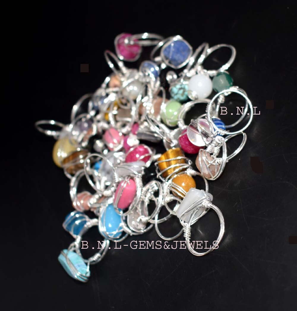 Dainty Gemstone Wire Wrapped Ring Mix Gemstone Rings Brass | Etsy