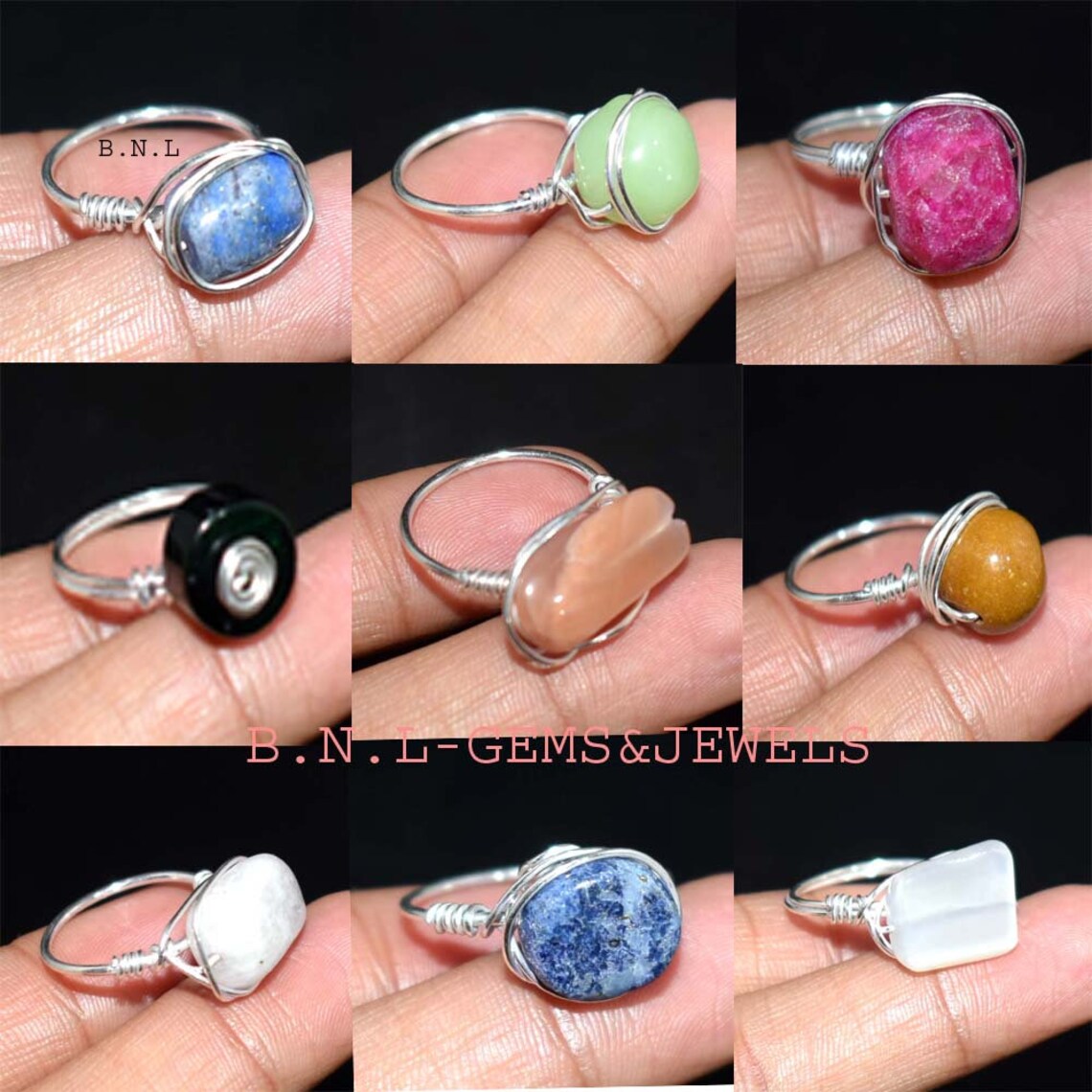 Dainty Gemstone Wire Wrapped Ring Mix Gemstone Rings Brass - Etsy