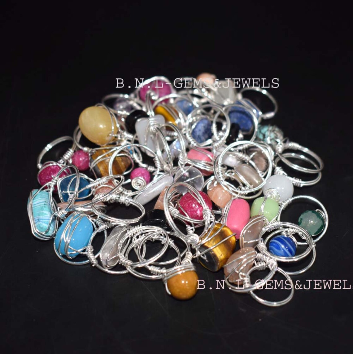 Dainty Gemstone Wire Wrapped Ring Mix Gemstone Rings Brass | Etsy