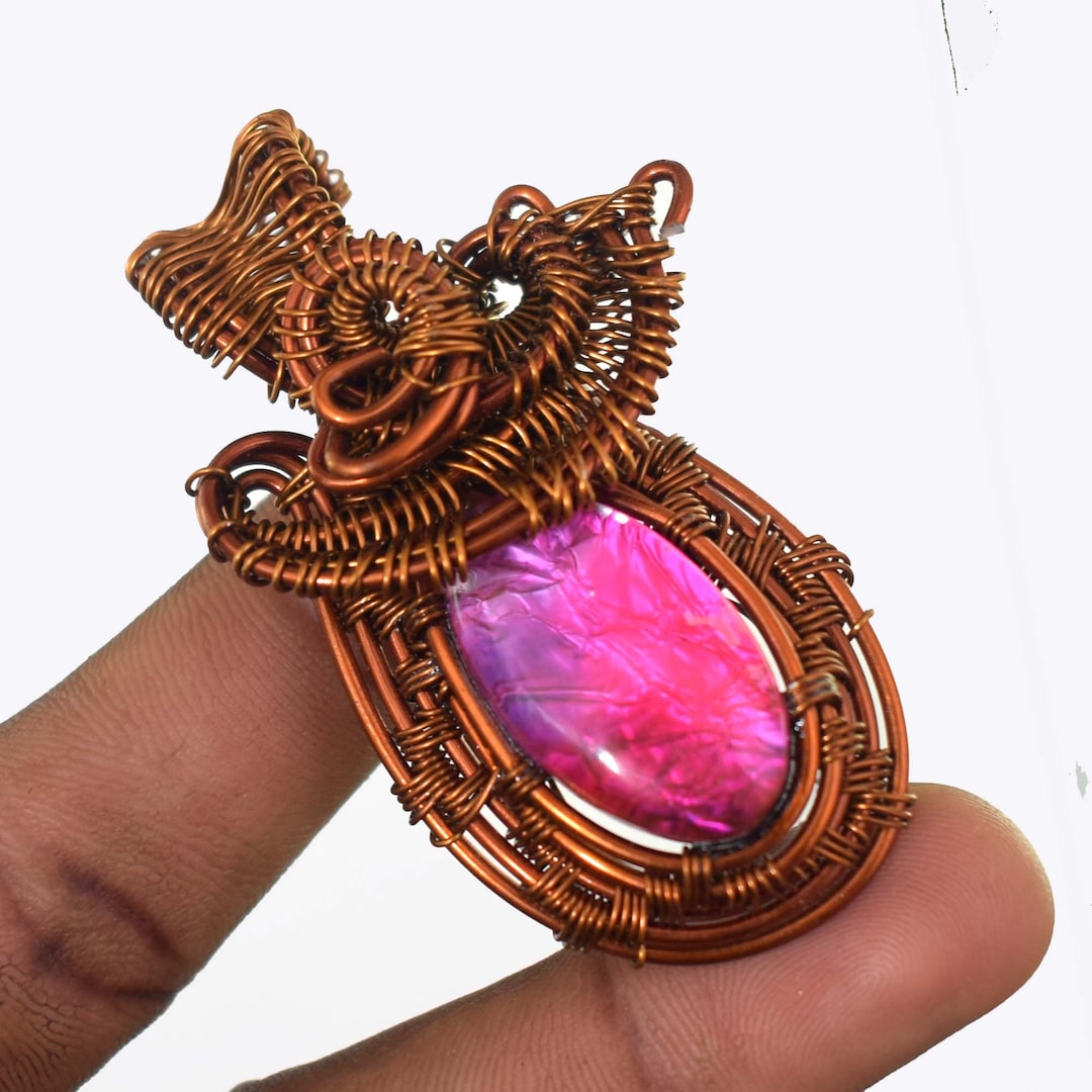 A One Quality Antique Copper Pendant Copper Wire Wrapped Danburite Mix ...