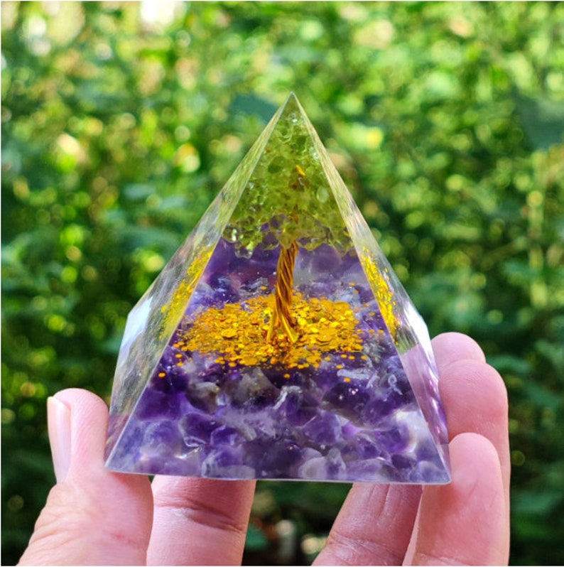Natural Amethyst Stone Orgonite Pyramid-tree of Life Crystal - Etsy