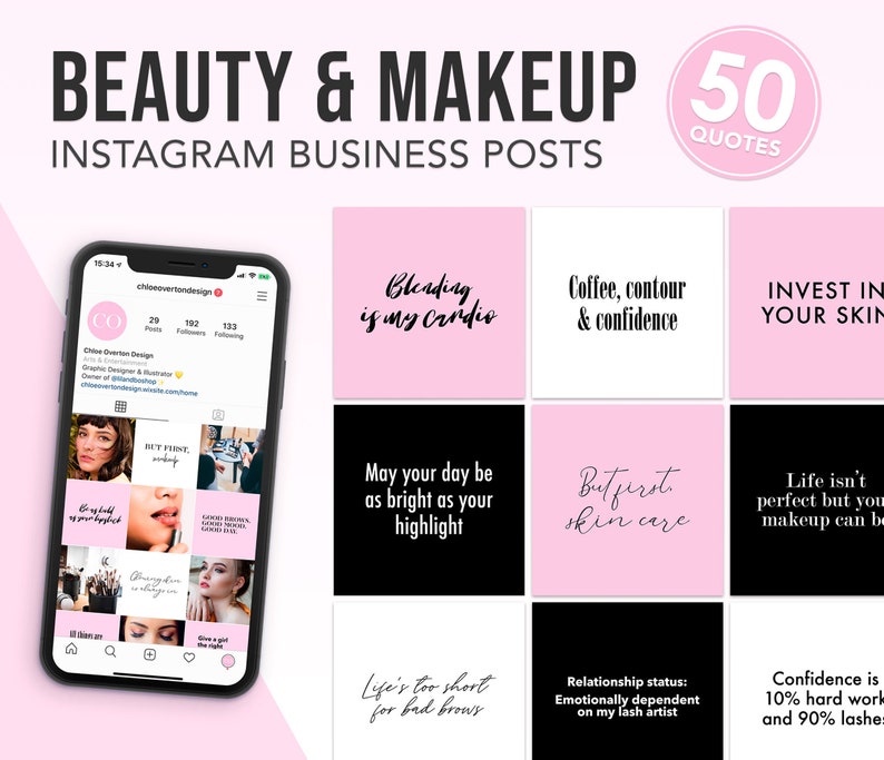 50 Beauty & Makeup Instagram Business Posts Social Media - Etsy