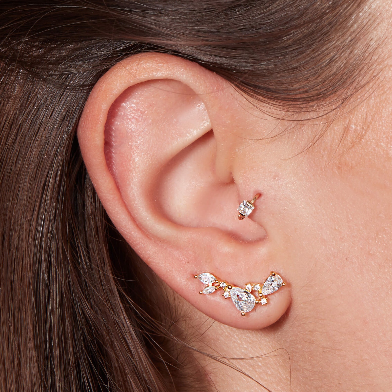 9K Solid Gold Hoop Square Cubic Huggie Hoop 6mm Hoop Gold - Etsy