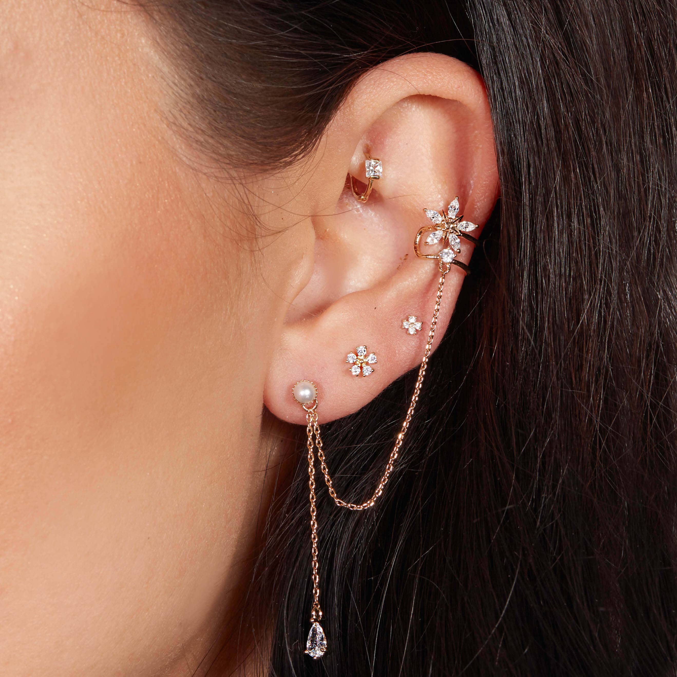 9K Solid Gold Hoop Square Cubic Huggie Hoop 6mm Hoop Gold - Etsy