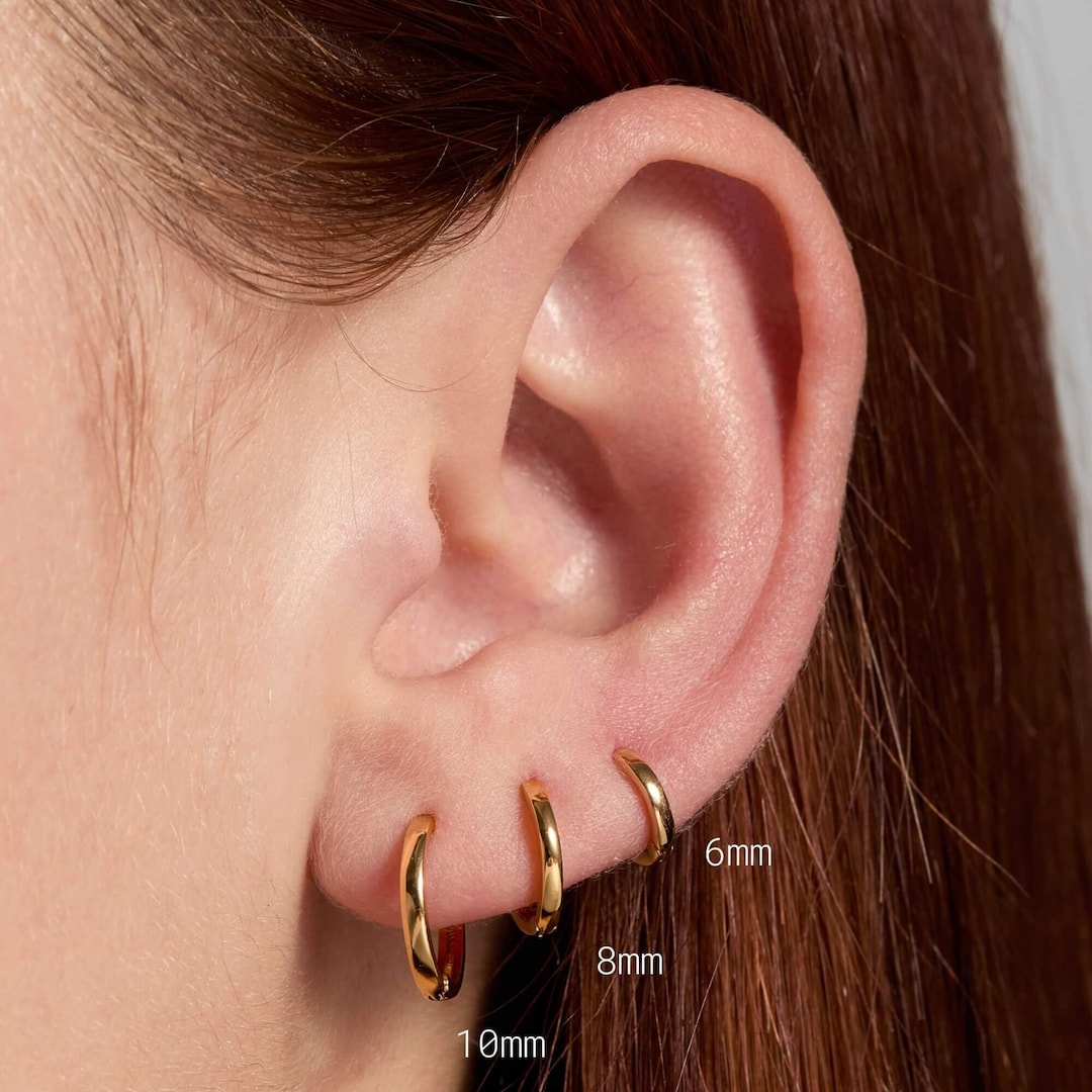 6mm, 8mm Classic Simple Huggie Hoop, Tragus Hoop, Rook Hoop, Forward ...
