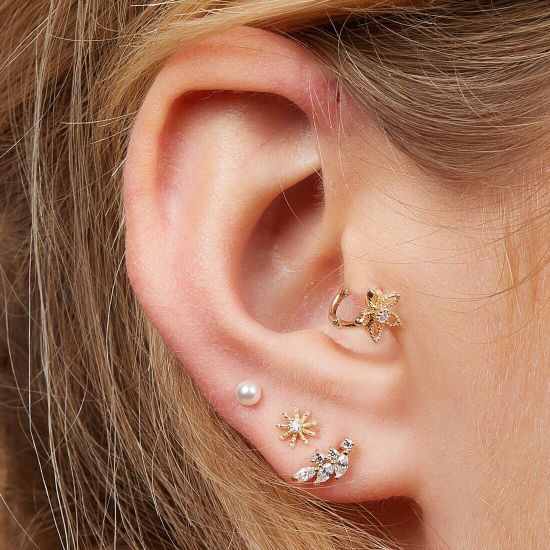 Hollow Flower Huggie Hoop 6mm Hoop Tragus Hoop Rook Hoop | Etsy UK