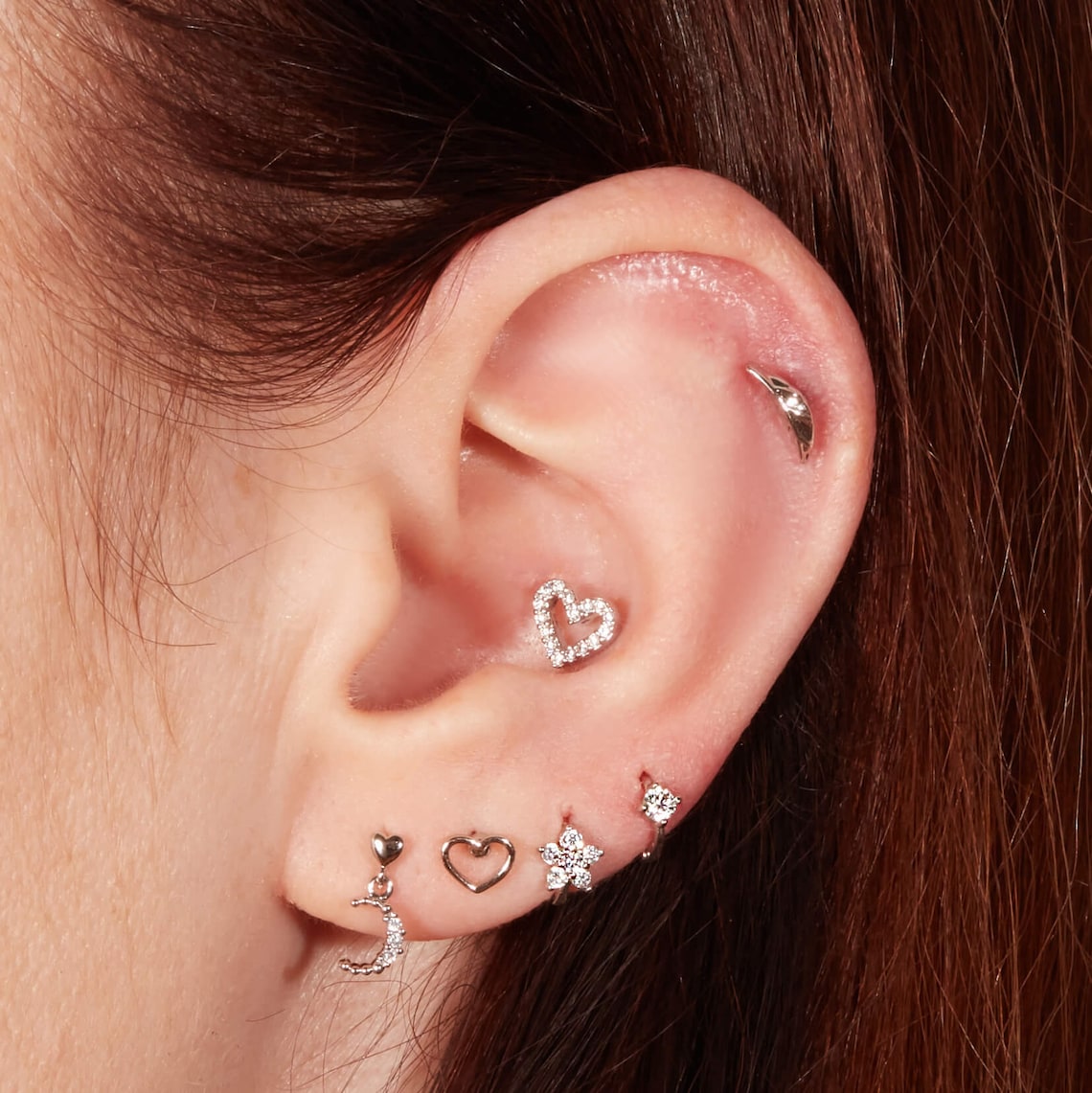 Tiny CZ Flower Huggie Hoop 6mm Hoop Tragus Hoop Rook Hoop | Etsy UK