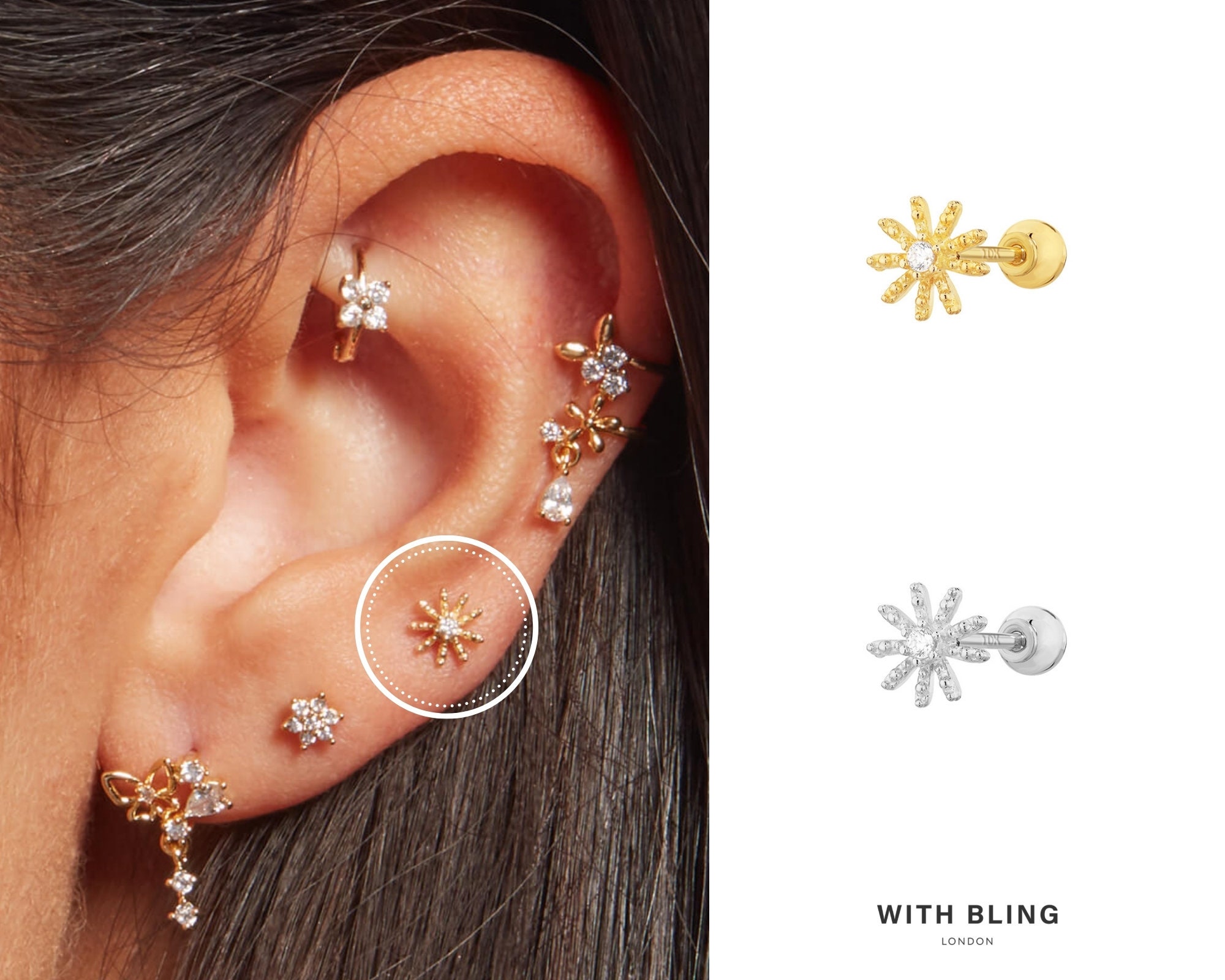 9K Solid Gold Textured Barbell 18G 6mm Length 9 Karat - Etsy UK