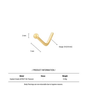 Plain Ball Nose Stud L Shape, Implant Grade ASTM F136 Titanium Nose ...
