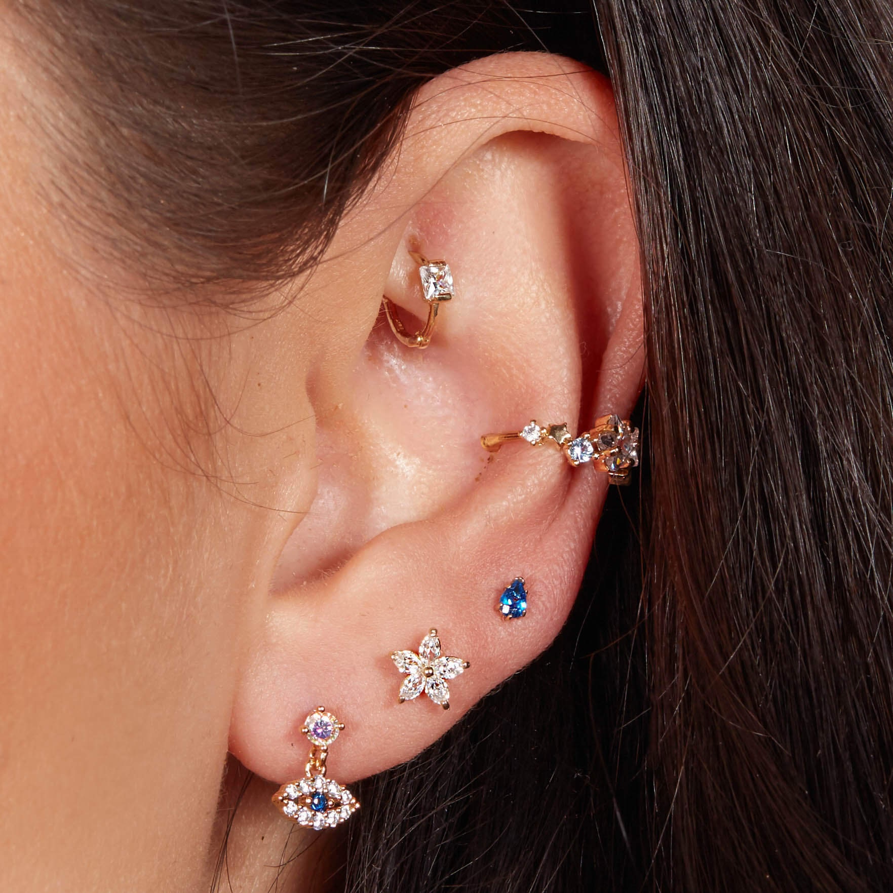 9K Solid Gold Hoop Square Cubic Huggie Hoop 6mm Hoop Gold - Etsy