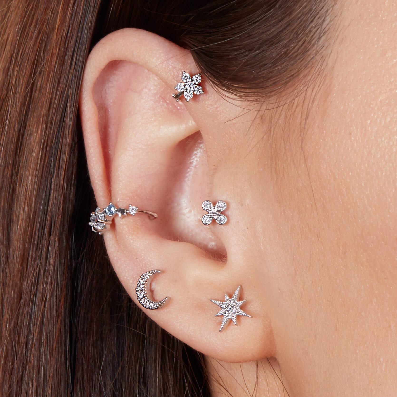 Tiny CZ Flower Huggie Hoop 6mm Hoop Tragus Hoop Rook Hoop - Etsy UK