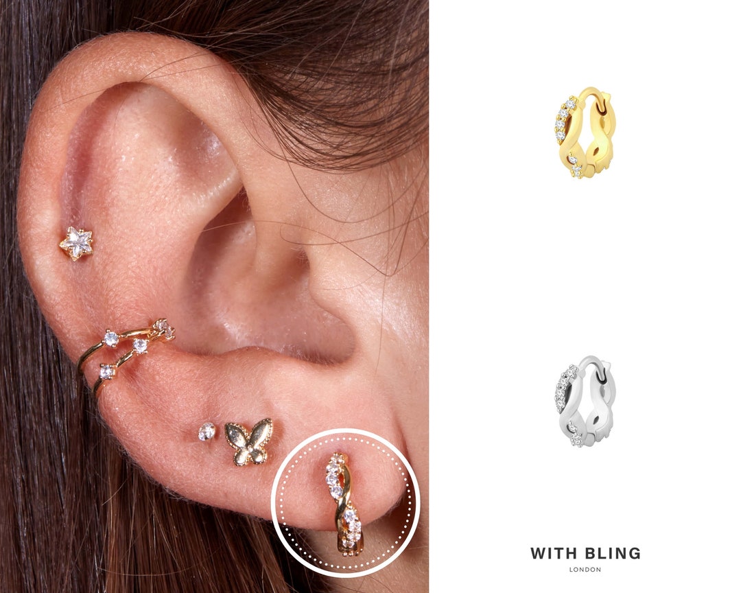 Double Twist Hoop, Single Hoop, Lobe Hoop, Modern Hoop, Small Hoop ...