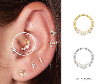14K Gold Pearl Daith Piercing Clicker Ring..16g..8mm..solid - Etsy