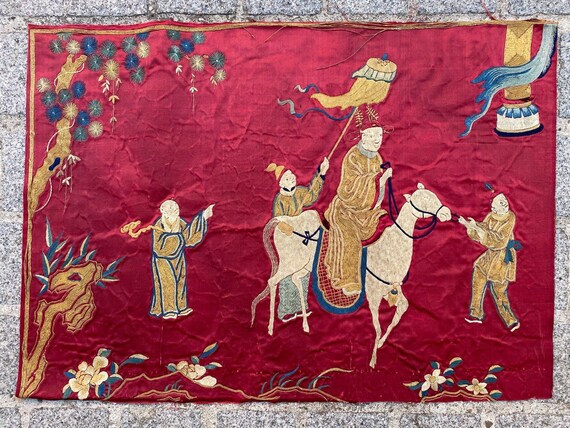 Ancient Chinese Handmade 19th Century Antique Silk Embroidery | Etsy