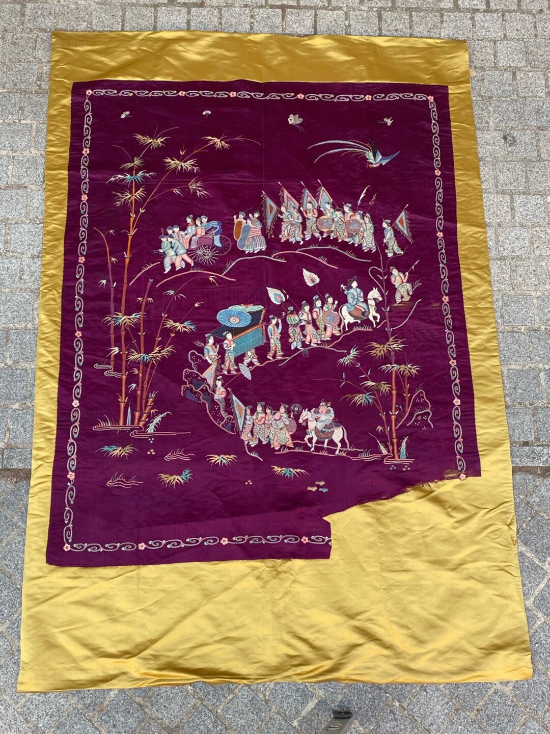 Ancient Chinese Embroidery in Antique Silk 140x206 Cm - Etsy