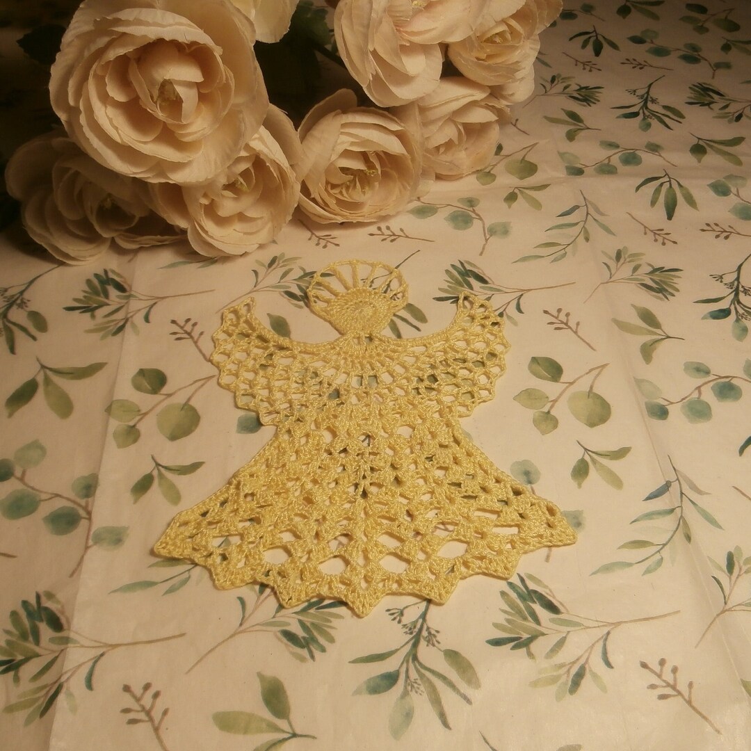 Gold Angel Doily - Handmade Crochet - Etsy